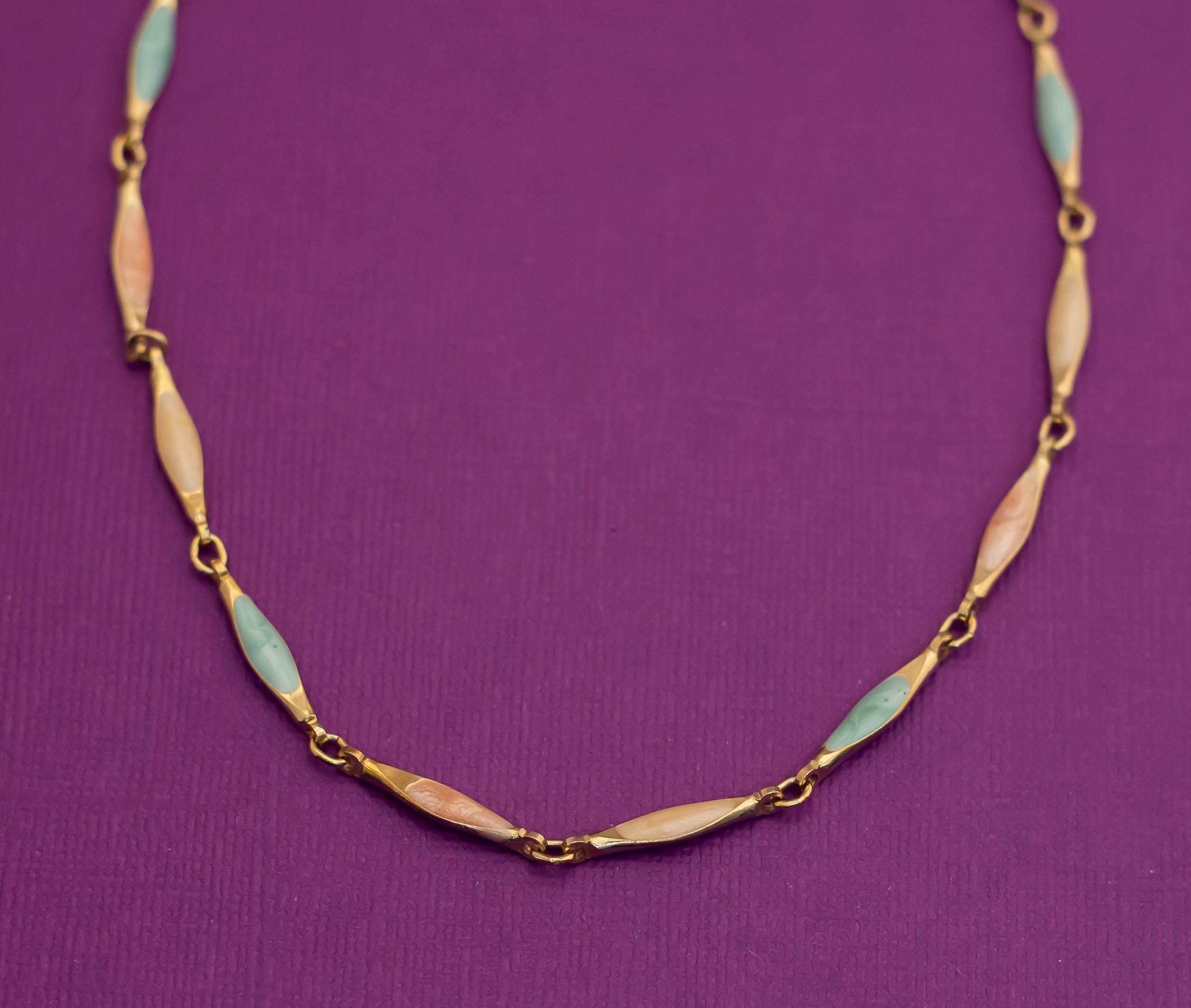 Vintage Minimalist Gold Tone Colorful Chain Necklace 24 Inches Q24 - Etsy