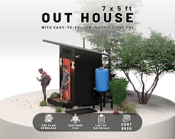 7x5' Modern Outhouse Wc Building PDF Plan - Etsy