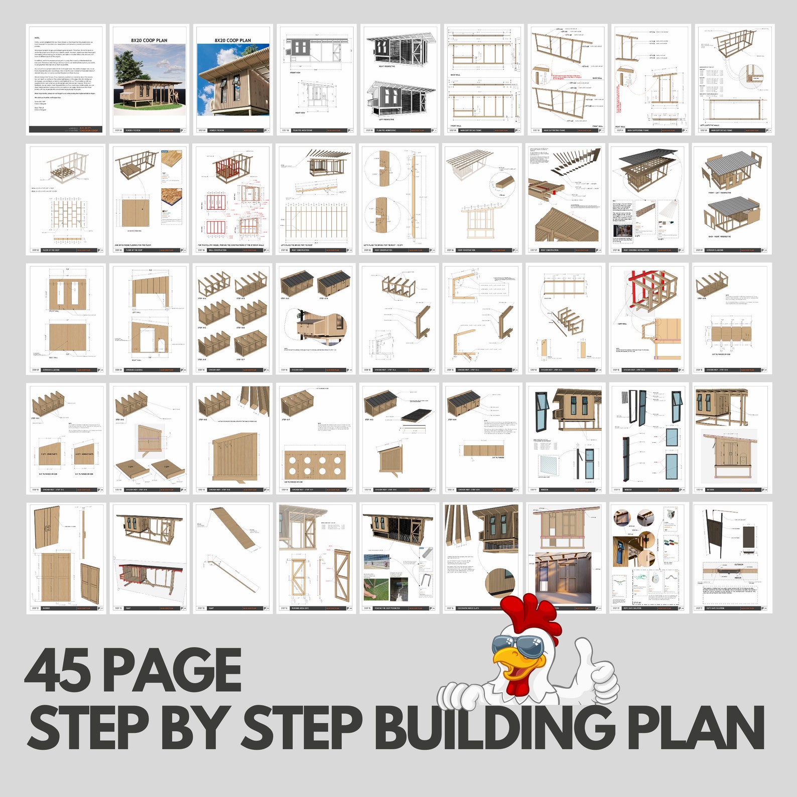 DIY 8x20ft Chicken Coop Plans Amazing Modern Design for 20 Chickens - Etsy