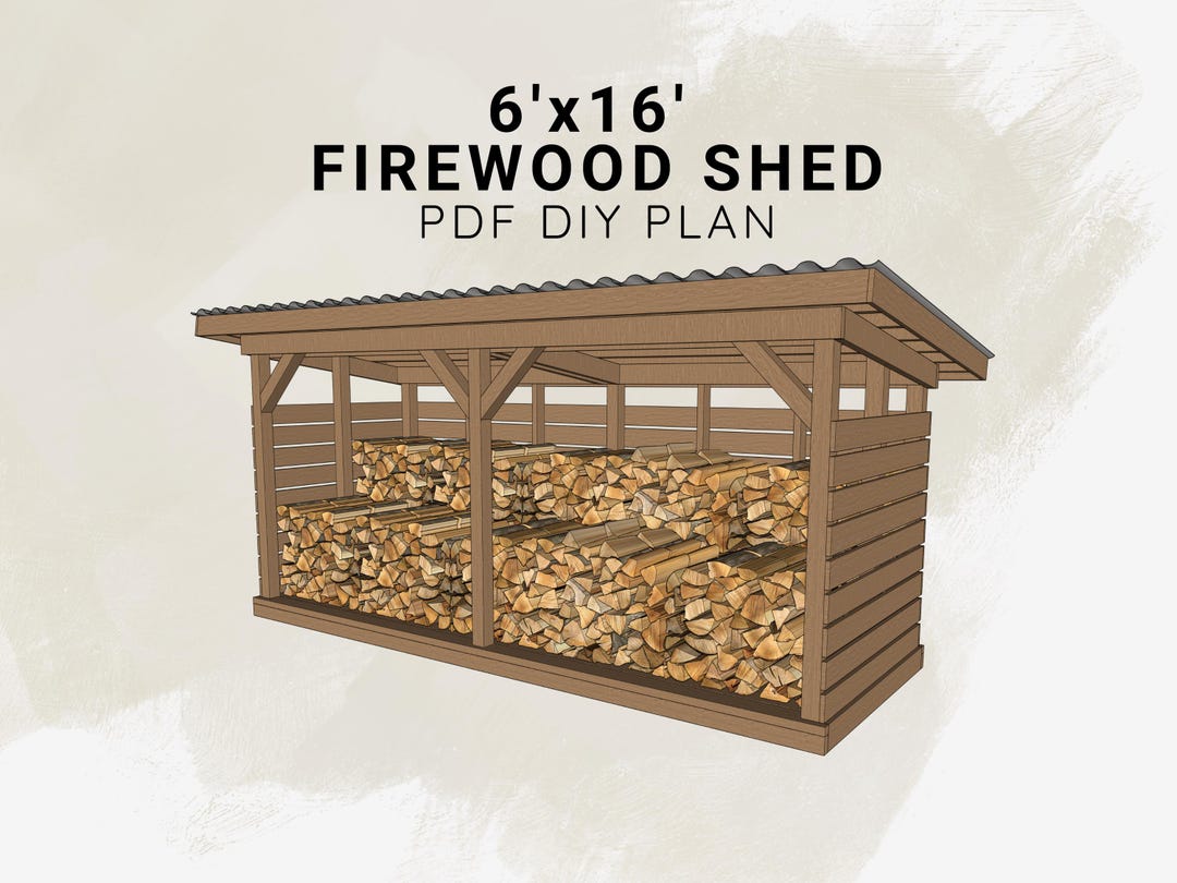 Firewood Shed Plans: 6x16 Wood Shed DIY Build - Etsy