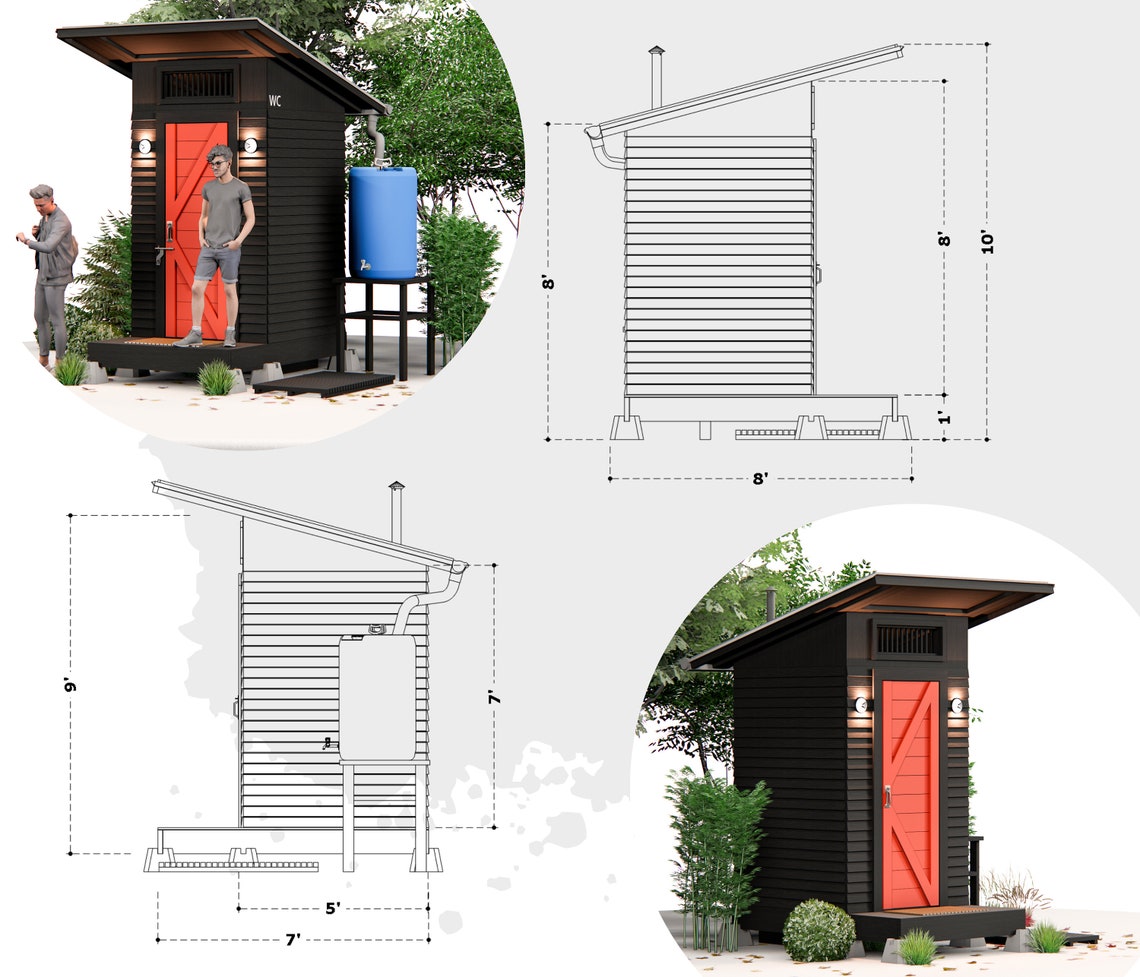 7x5' Modern Outhouse Wc Building PDF Plan - Etsy