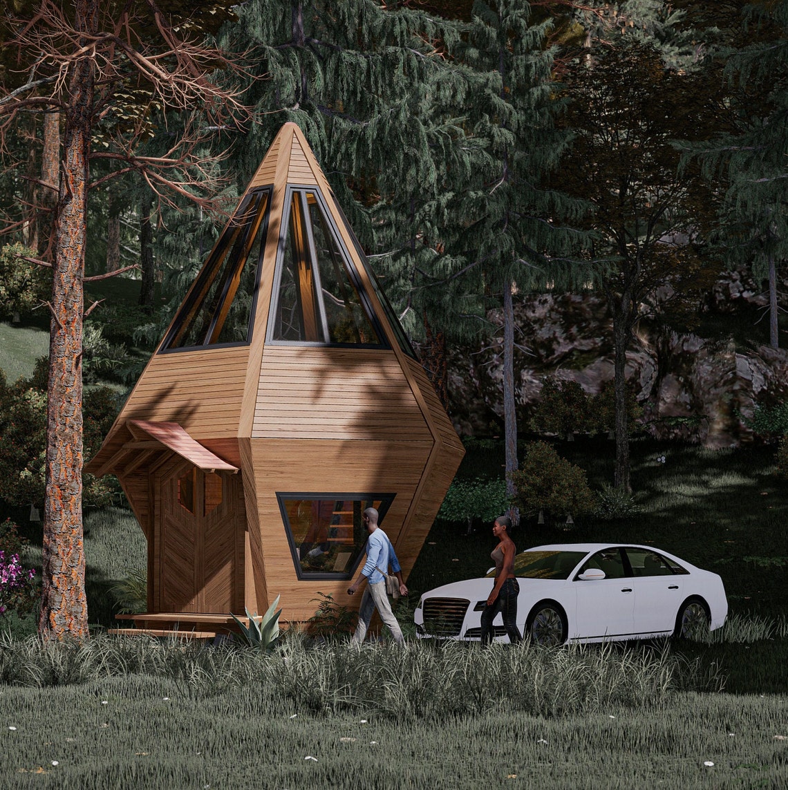 180 sq ft Diamond Cabin, Tiny House, hut huis, maison en bois - Etsy France