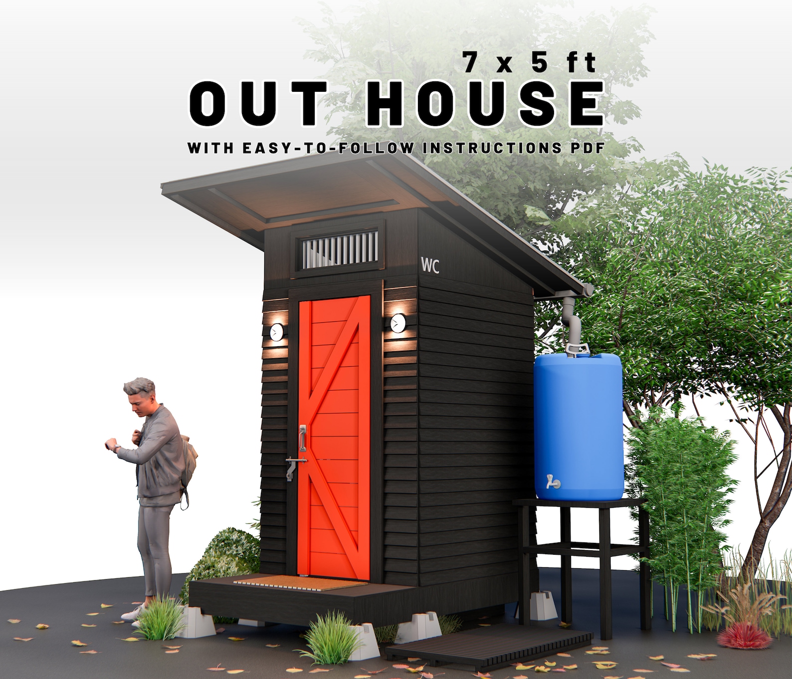 7x5' Modern Outhouse Wc Building PDF Plan - Etsy