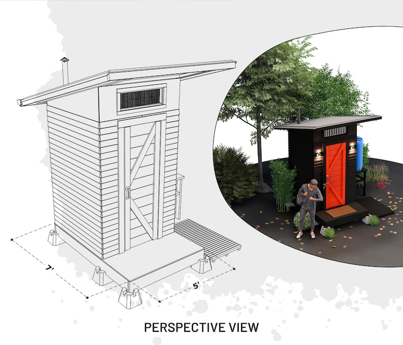 7x5' Modern Outhouse Wc Building PDF Plan - Etsy