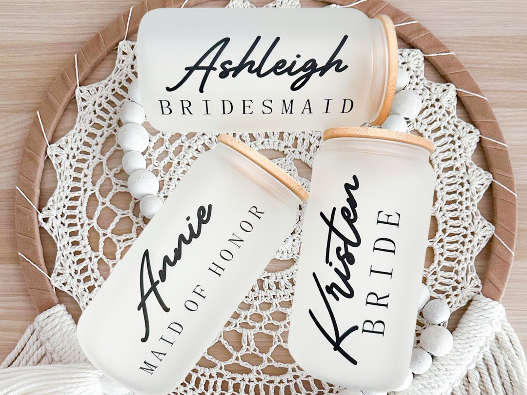 Bridal Party Frosted Glass Jars, Bride to Be Libbey Glass, Maid of ...