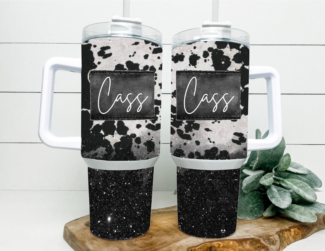 Personalized Cow Print Tumbler, Personalized 40oz Tumbler With Handle ...