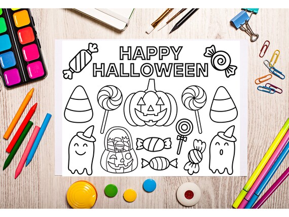 Printable Halloween Coloring Page for Kids or Adults. Instant - Etsy