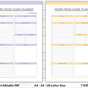 Work From Home Planner Sheet Printable Template, Productivity Planner ...
