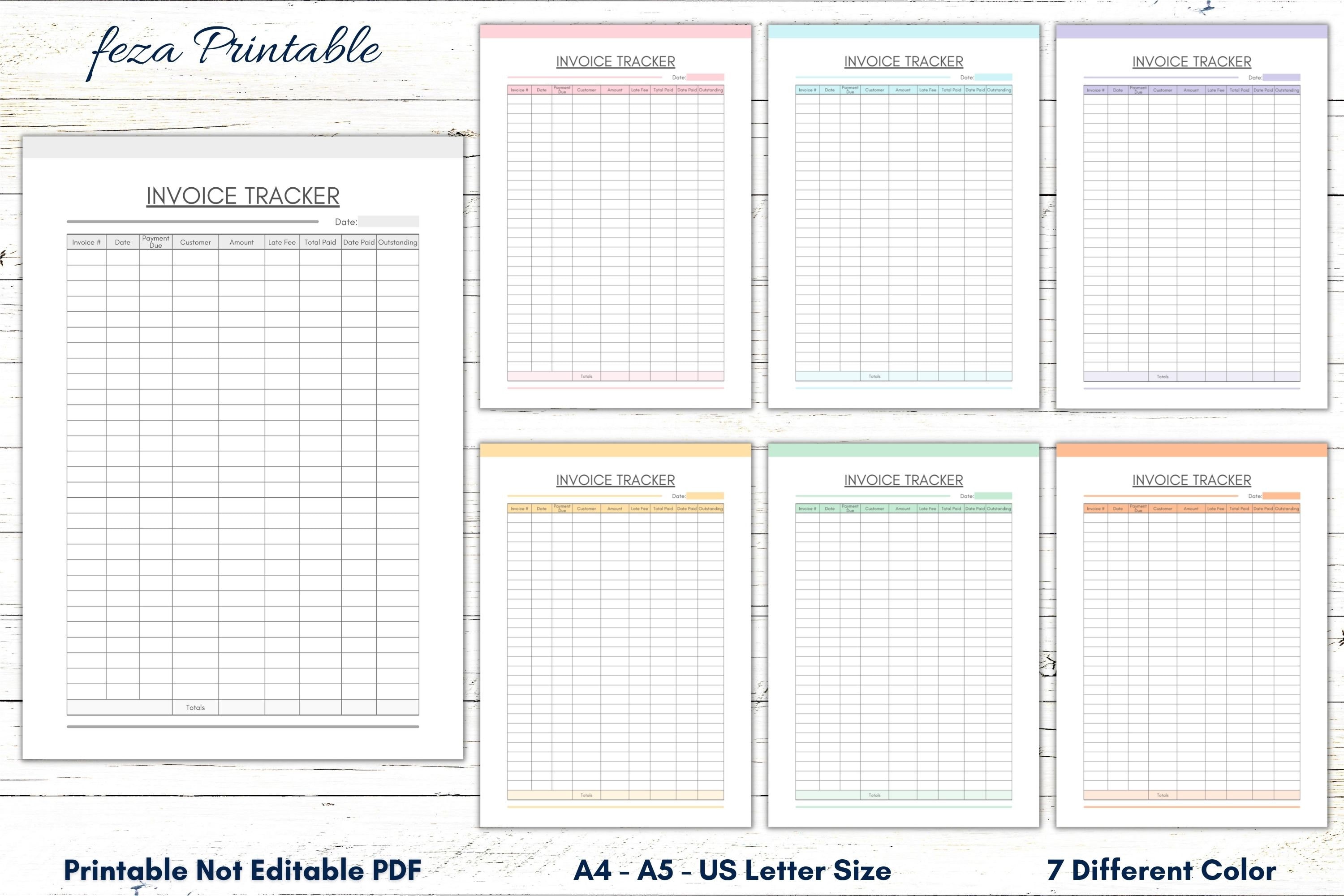 Printable Invoice Tracker Template Invoice Monitor Invoice - Etsy