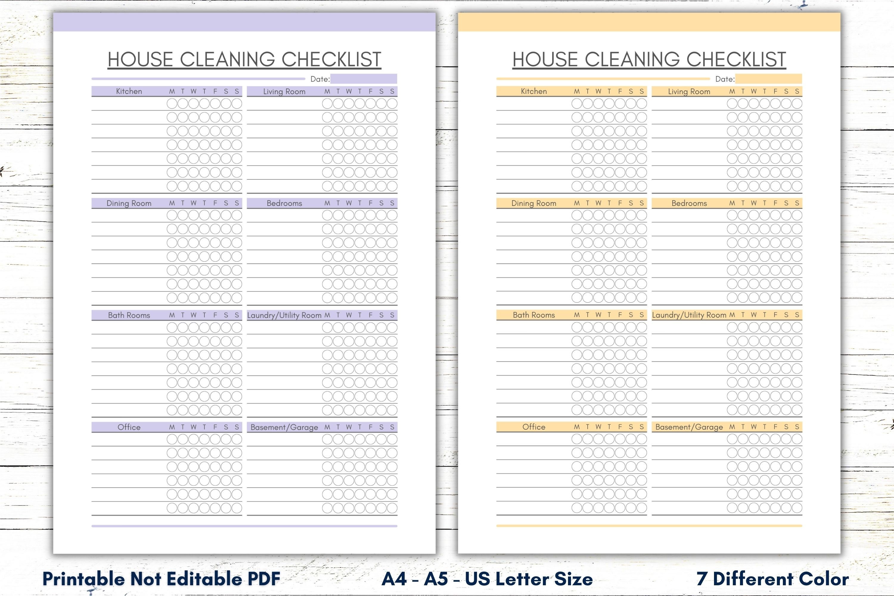 Printable House Cleaning Checklist, PDF Checklist Template, PDF House ...