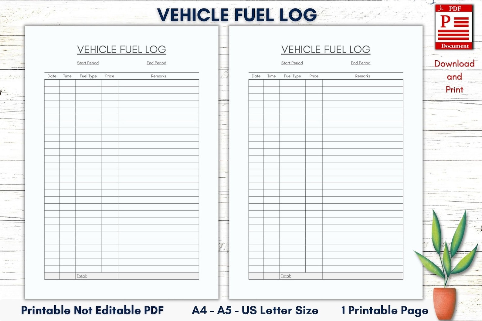 Printable Vehicle Fuel Log Fuel Oil Tracker Fuel Price | Etsy