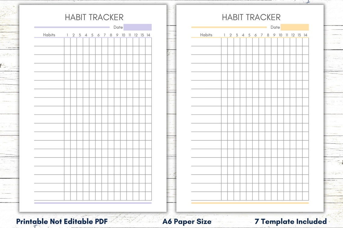 A6 Habit Tracker Printable Template Weekly Habit Tracker A6 - Etsy