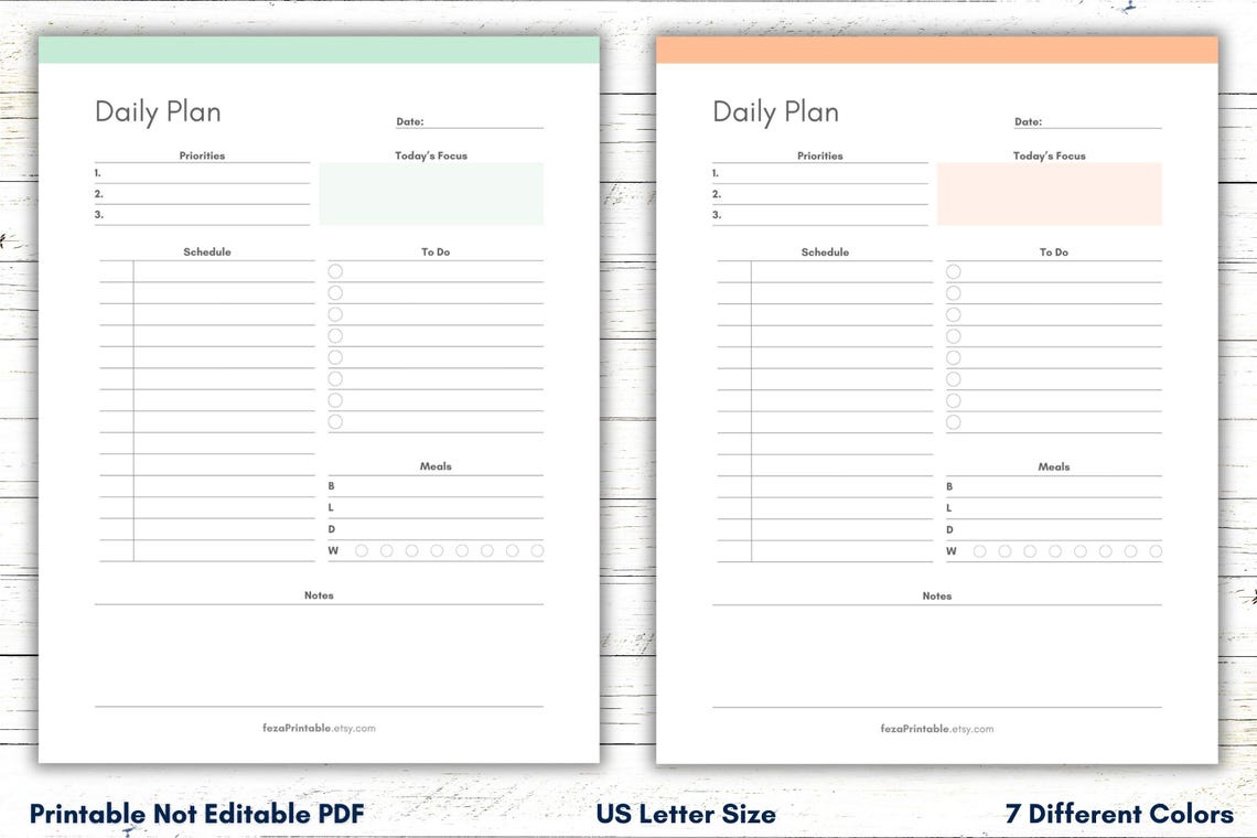 Daily Planner Printable: Minimalist Productivity Template (PDF) - Etsy