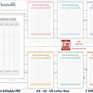 Printable Price Comparison Template, Grocery Price Comparison Form ...