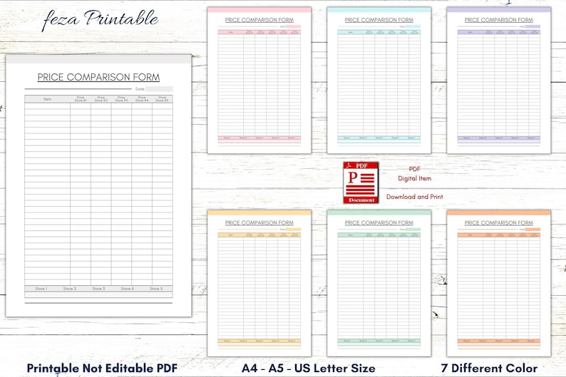 Printable Price Comparison Template, Grocery Price Comparison Form ...