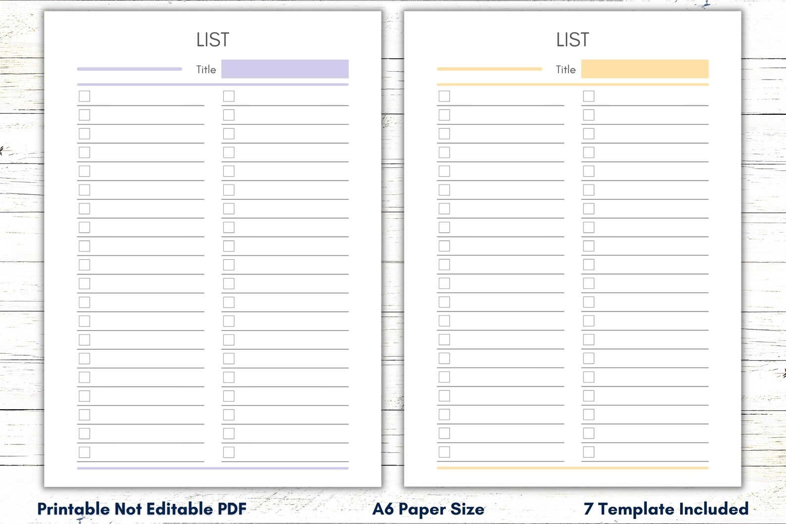 Blank List Checklist A6 Printable, Blank List Template Printable, Blank ...