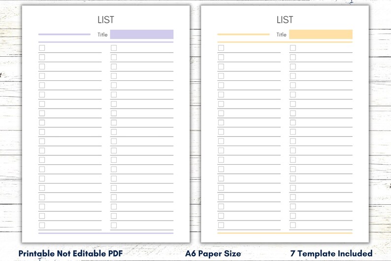 Blank List Checklist A6 Printable, Blank List Template Printable, Blank ...