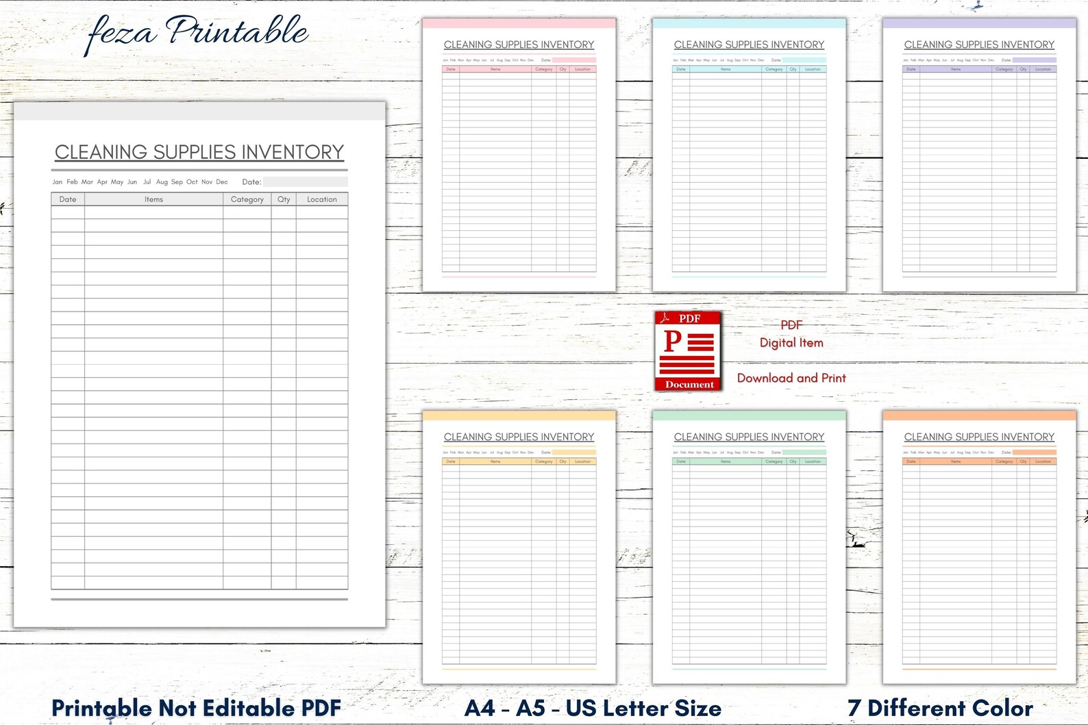 Cleaning Supplies Inventory, Cleaning Supply Sheet, Toiletries Sheet ...