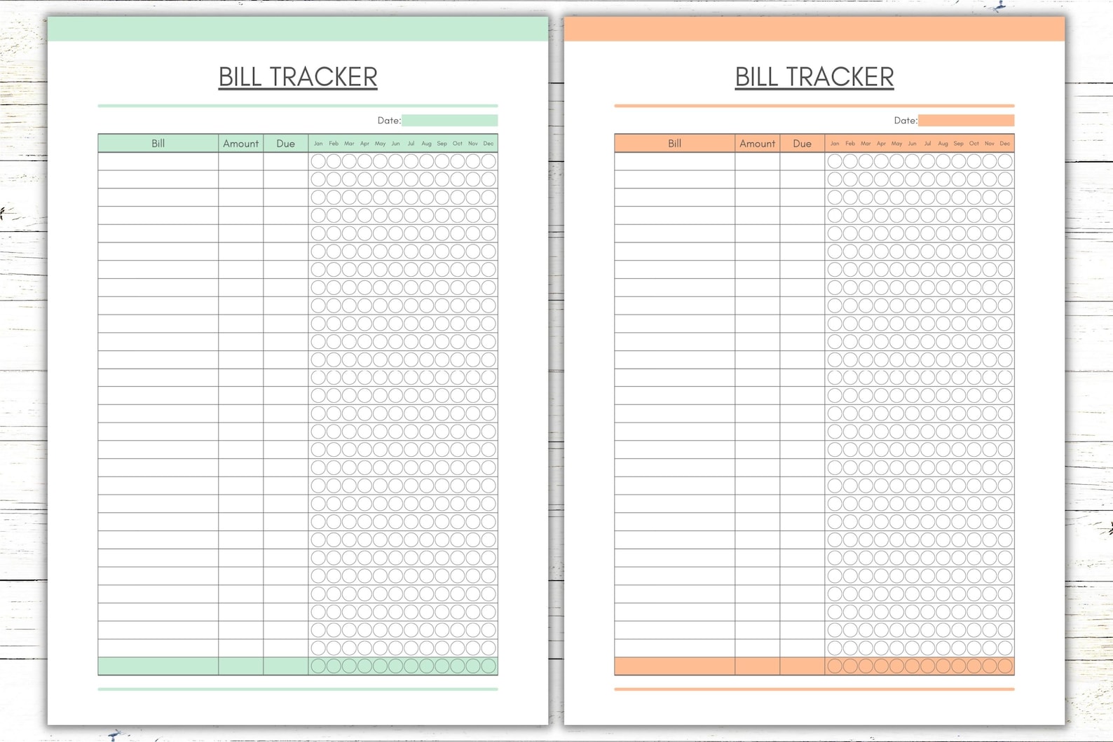 Printable Bill Payment Sheet, Monthly Bills Record, Bill Tracking Sheet ...