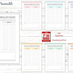 Printable Pet Healthy & Harmful Foods, Healthy Pet Foods, Harmful Pet ...