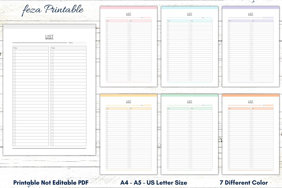 Blank List Template Printable Blank Checklist, Daily Weekly Yearly ...