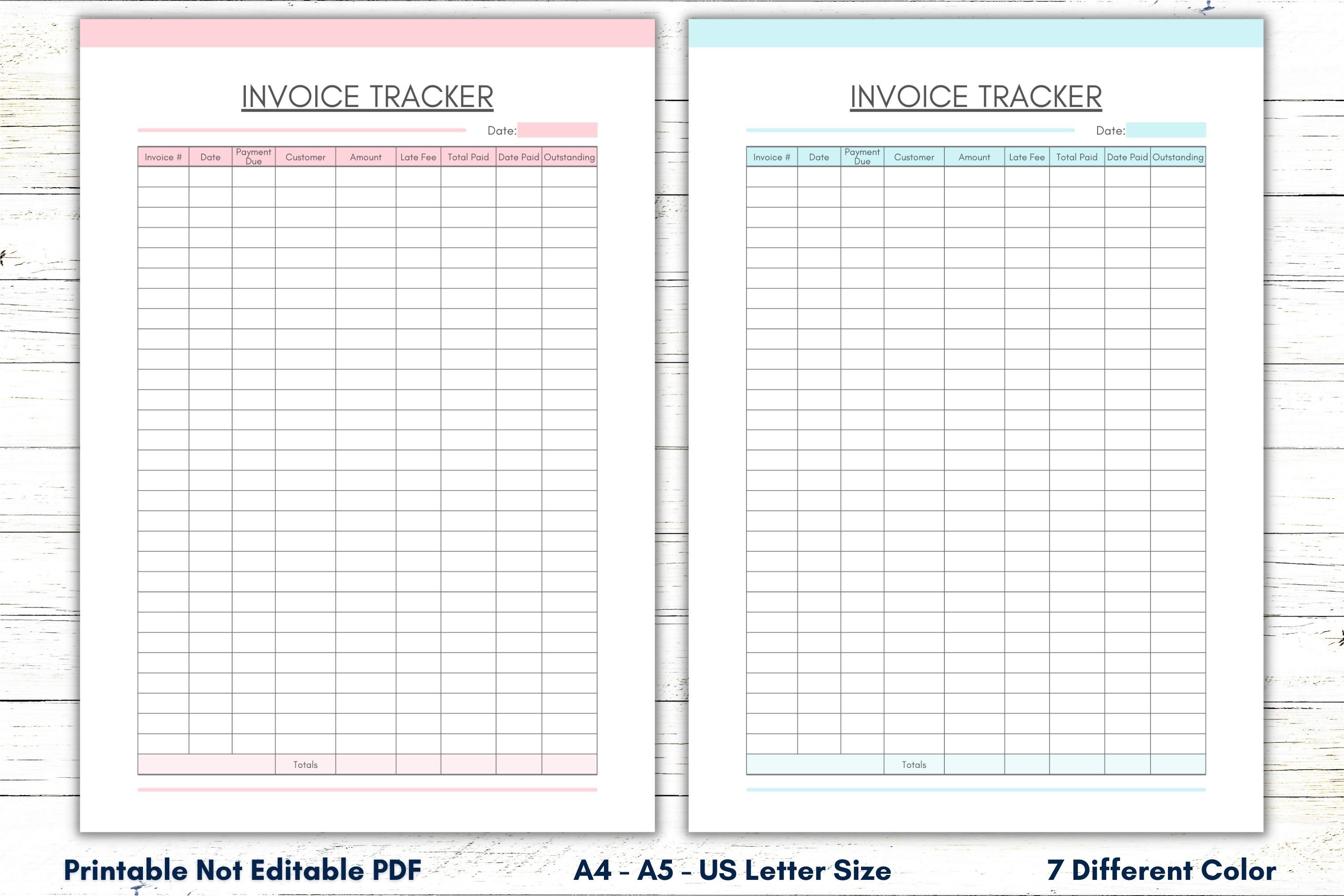 Printable Invoice Tracker Template, Invoice Monitor, Invoice Tracker ...