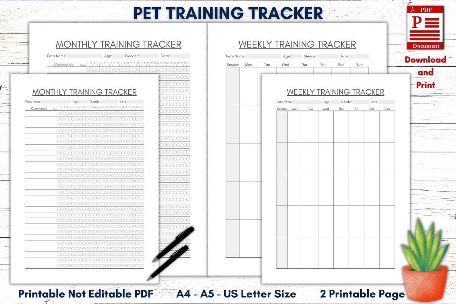 Printable Pet Training Log Puppy Training Planner Weekly - Etsy