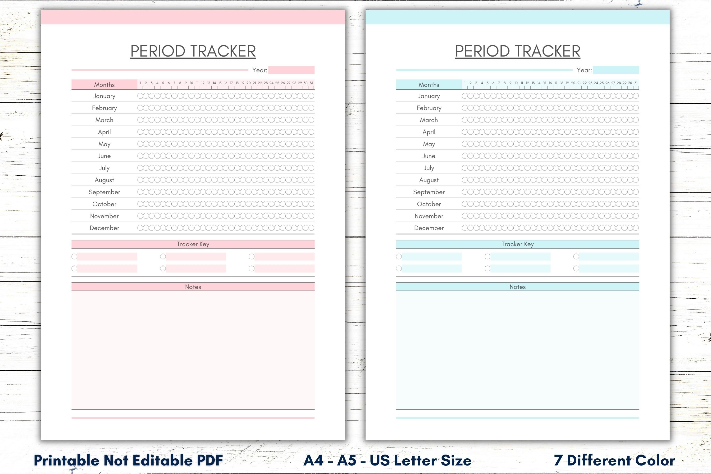 Seguimiento del período imprimible, Seguimiento del ciclo menstrual ...
