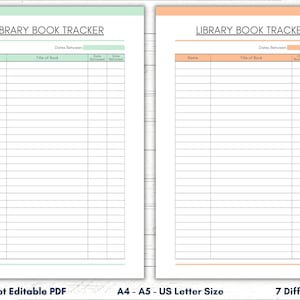 Printable Library Book Tracker, PDF Library Book Log, Book Lover ...