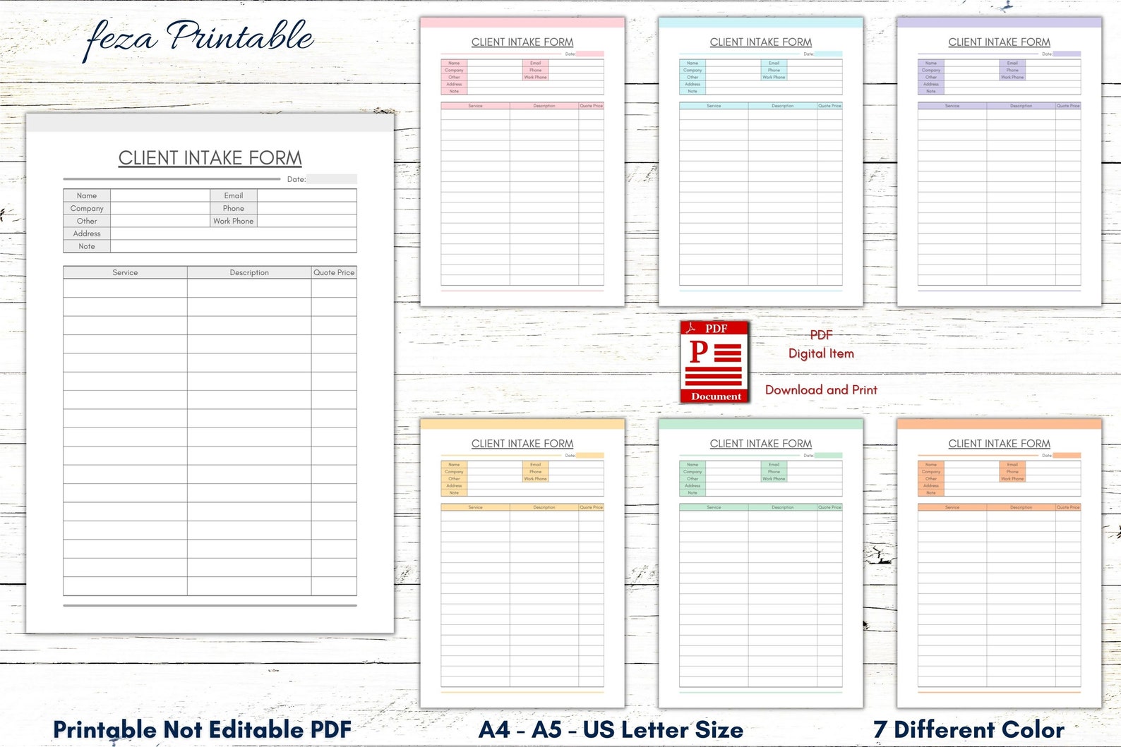 Printable Client Intake Form, Client Service List, Business New Client ...