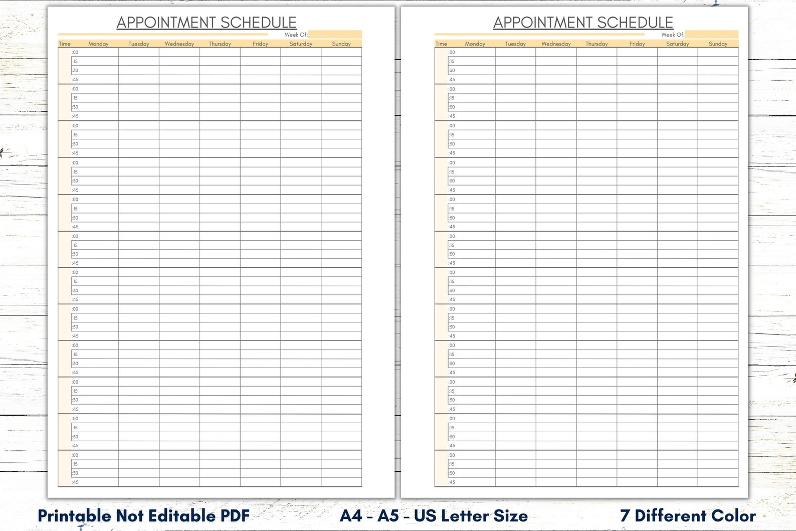 Appointment Schedule Printable Template, Daily, Weekly Appointment ...