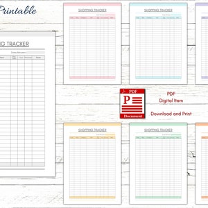 Printable Shopping Log, Shopping Tracker, Shopping Planner, Shopping ...