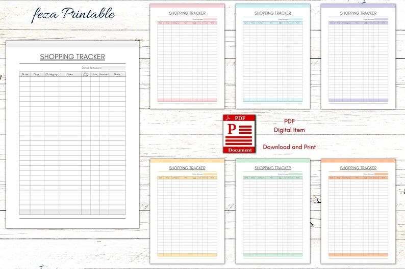 Printable Shopping Log, Shopping Tracker, Shopping Planner, Shopping ...