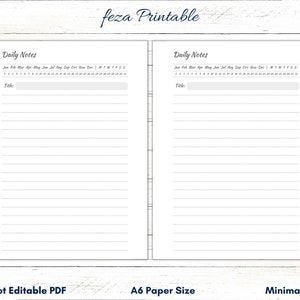 A6 Daily Notes Printable Template, Daily Notes Planner, Note Template ...