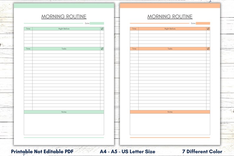 Morning Routine Sheet Printable Template, Morning Routine Log, Morning ...