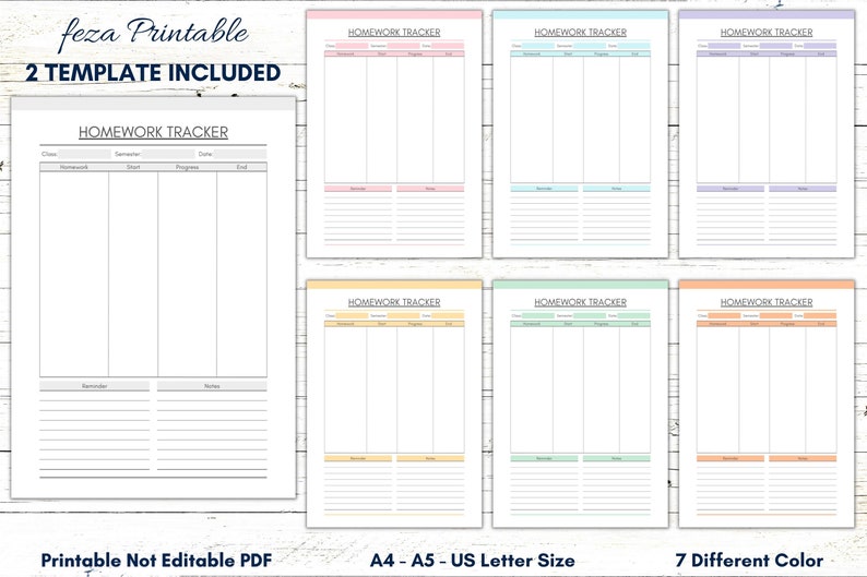 Printable Homework Tracker, Homework Log, PDF Homework Checklist ...