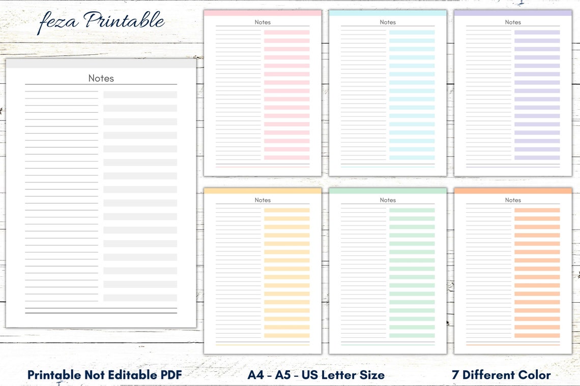 Printable 2 Column Note Pages, Note Sheet Template, Writing Paper ...