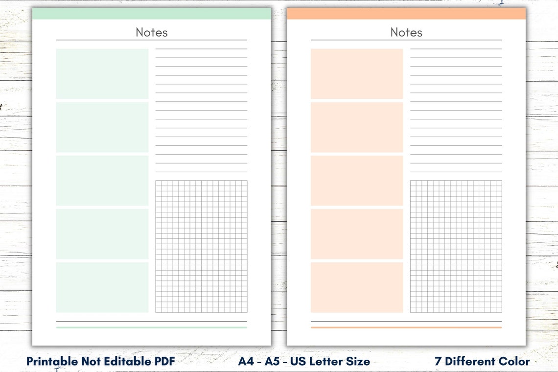 Printable Lined and Grid Note Pages Template, Lined Grid Note Page ...
