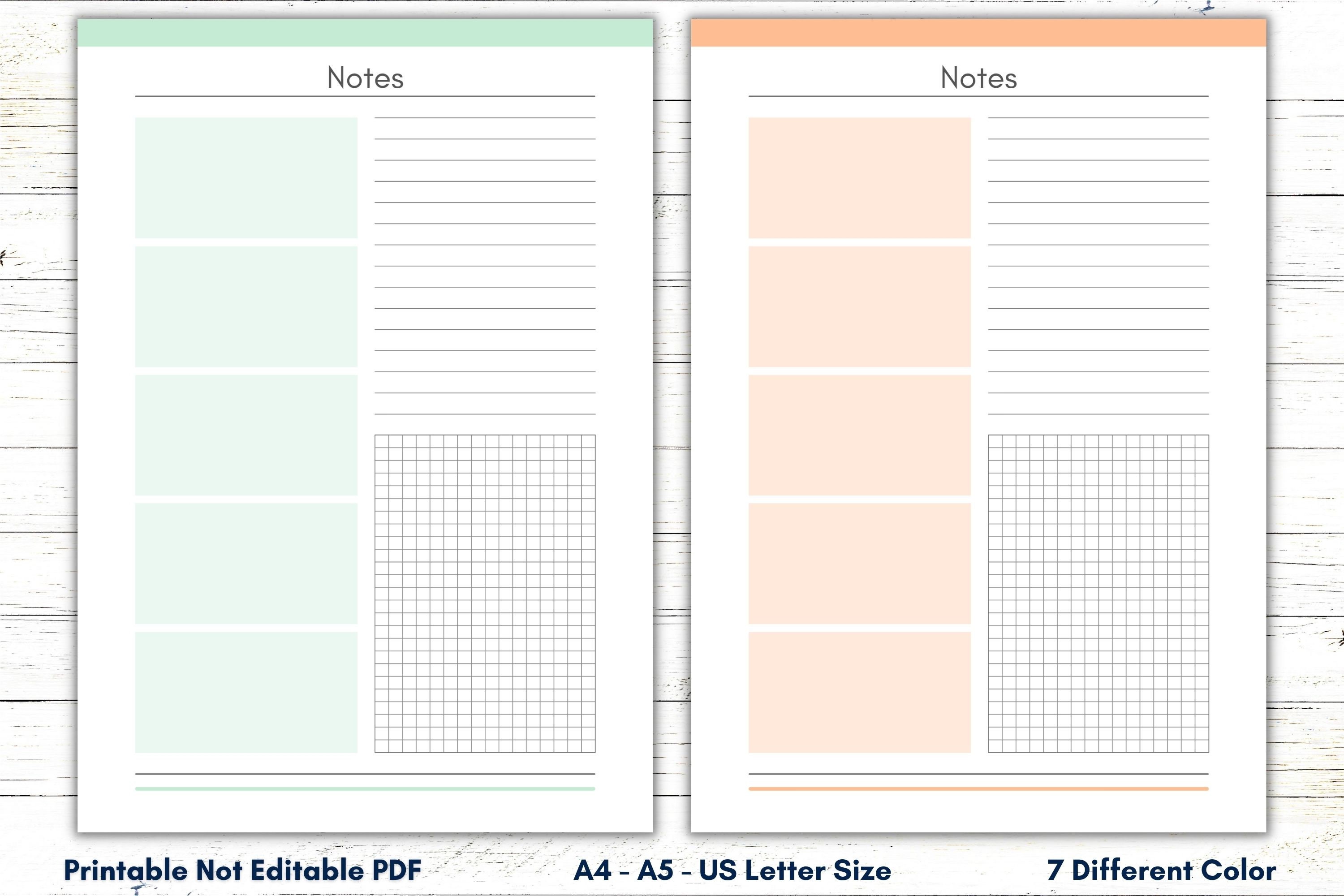 Printable Lined and Grid Note Pages Template, Lined Grid Note Page ...