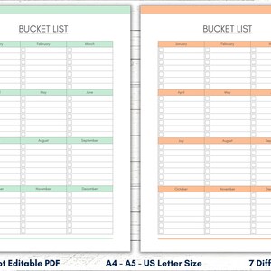 Bucket List Printable Template, Life Goals Tracker (PDF) - Etsy