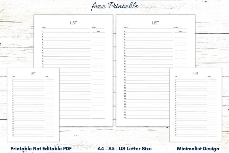 Blank List Template, Blank Lists, Numbered List, Printable List, List ...