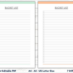 Bucket List Printable Template, Bucket List Sheet, Bucket List Bullet ...