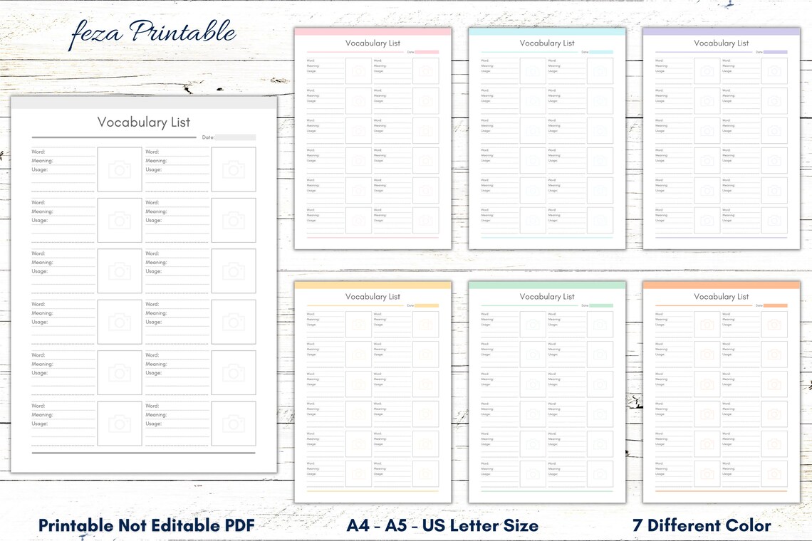 Printable Vocabulary List, Vocabulary Log, Vocabulary Journal ...