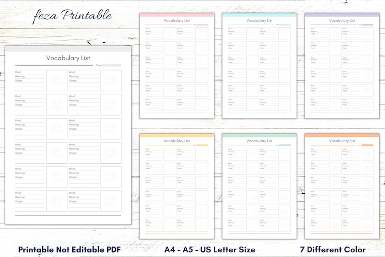 Printable Vocabulary List, Vocabulary Log, Vocabulary Journal ...
