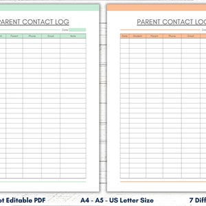 Student Parent Contact List Template Printable, Teacher Parent Contact ...