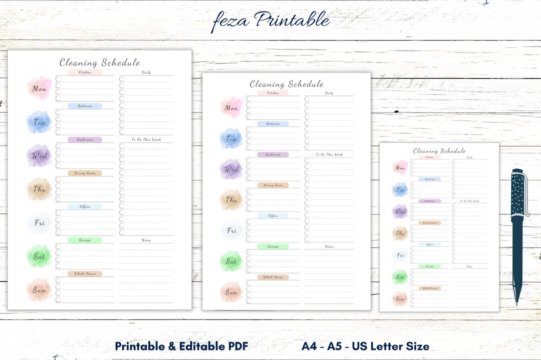 Cleaning Schedule Printable, Cleaning Checklist, Cleaning Planner ...