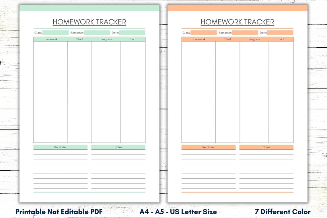 Printable Homework Tracker, Homework Log, PDF Homework Checklist ...