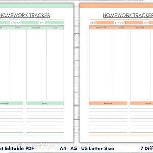 Printable Homework Tracker, Homework Log, PDF Homework Checklist ...