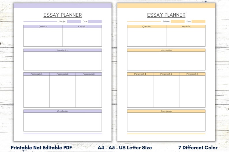 Printable Essay Planner, Essay Writing Template, Essay Planner Template ...