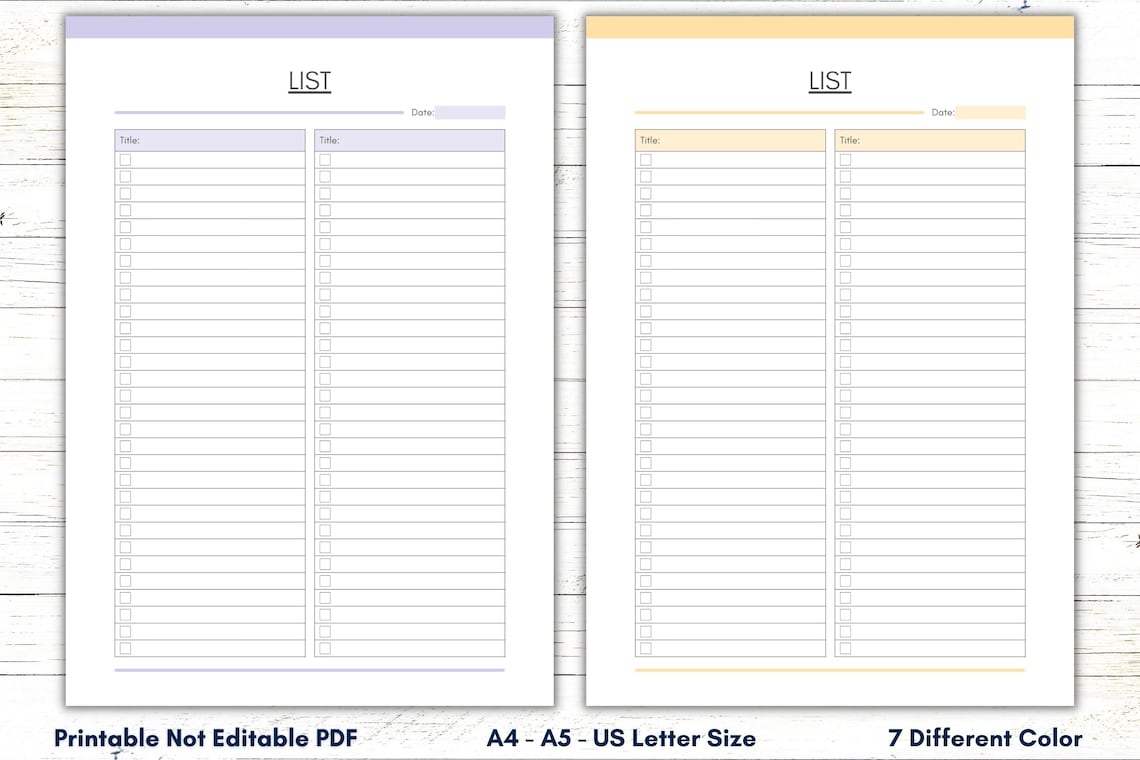Blank List Template Printable Blank Checklist, Daily Weekly Yearly ...